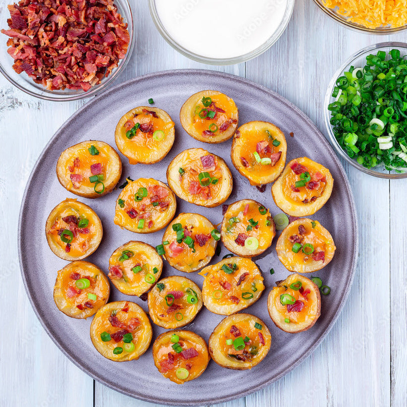 Cheesy Mini Potato Skins | Pasolivo | Award-winning Olive Oil